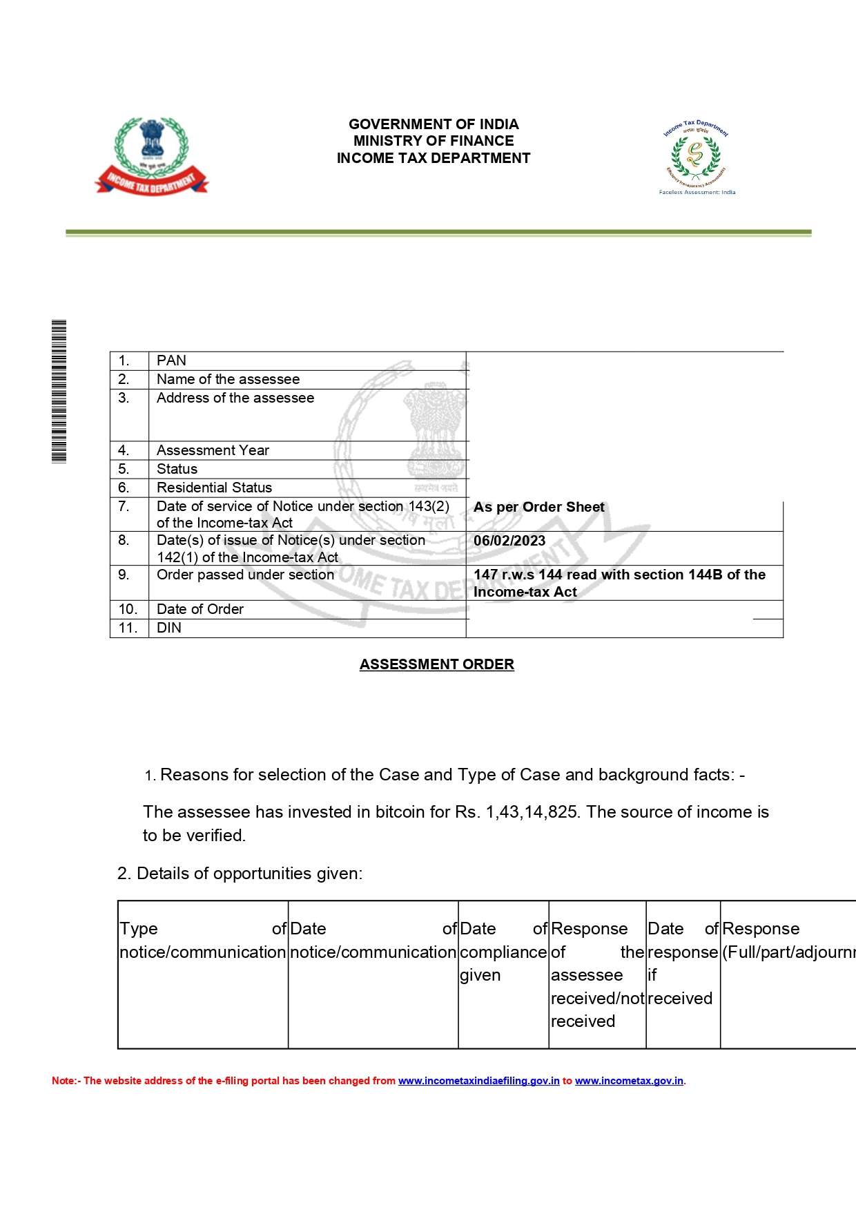 Favourable Order against Income Tax Notice for trading in Cryptocurrency