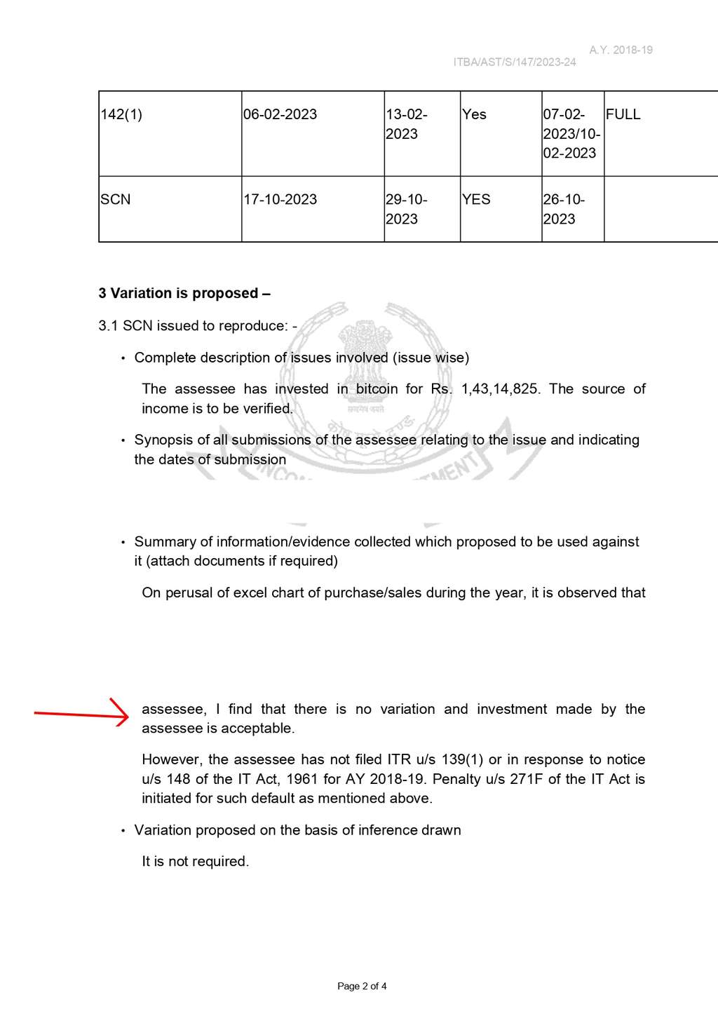 Favourable Order against Income Tax Notice for trading in Cryptocurrency